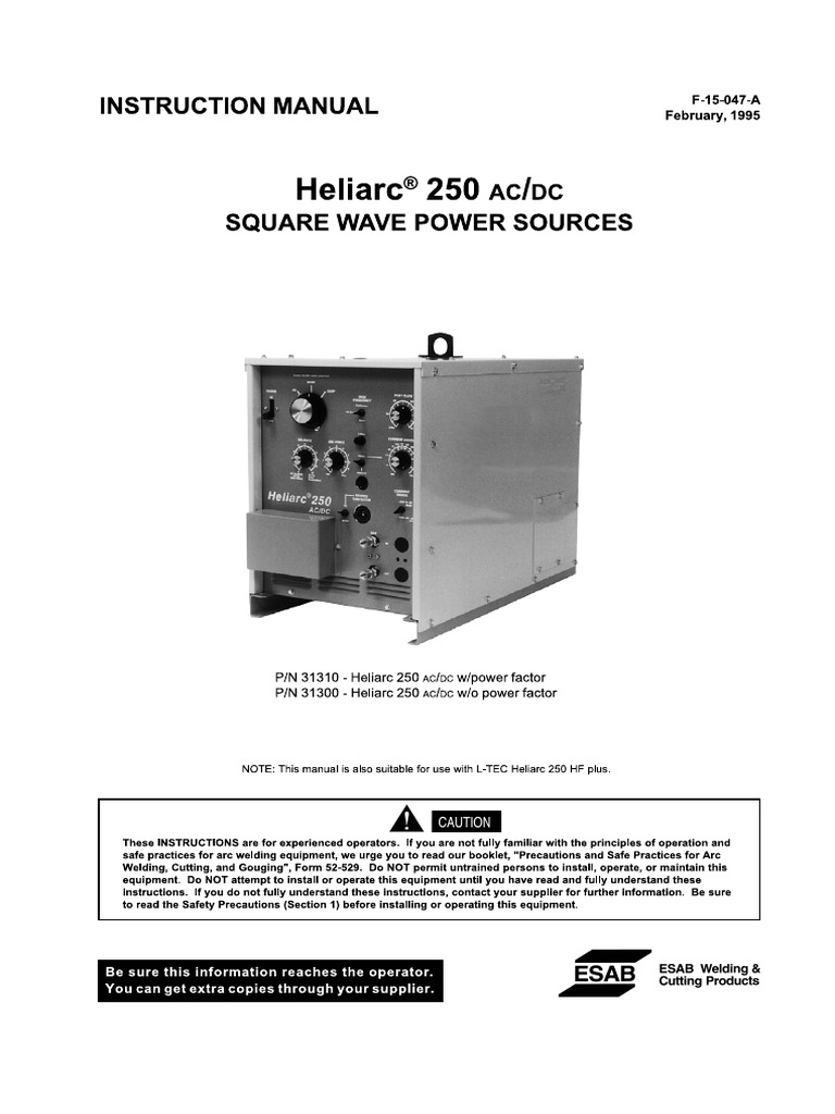 Heliarc 250HF | PDF