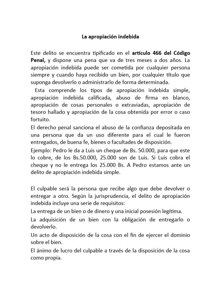 Tipos de apropiación indebida | PDF | Propiedad | Derecho penal
