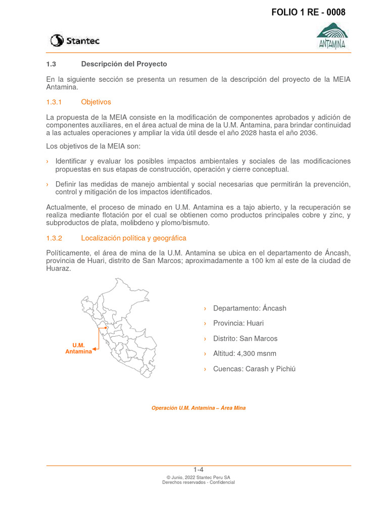 Modificación de la MEIA Antamina 2022 | PDF | Minería | Minería de ...