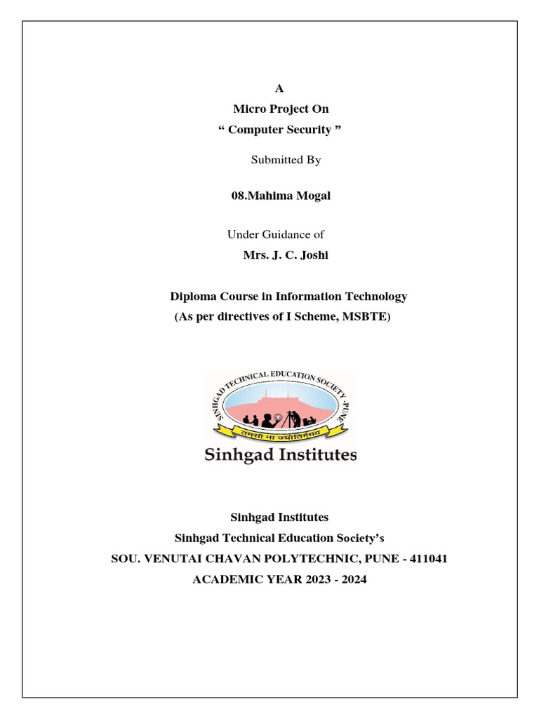 FINAL NIS Mahima | PDF | Security | Computer Security