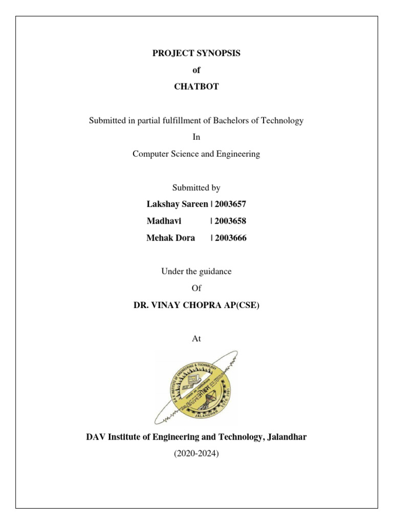 Project Synopsis (127, 128, 136) | PDF | Artificial Intelligence ...