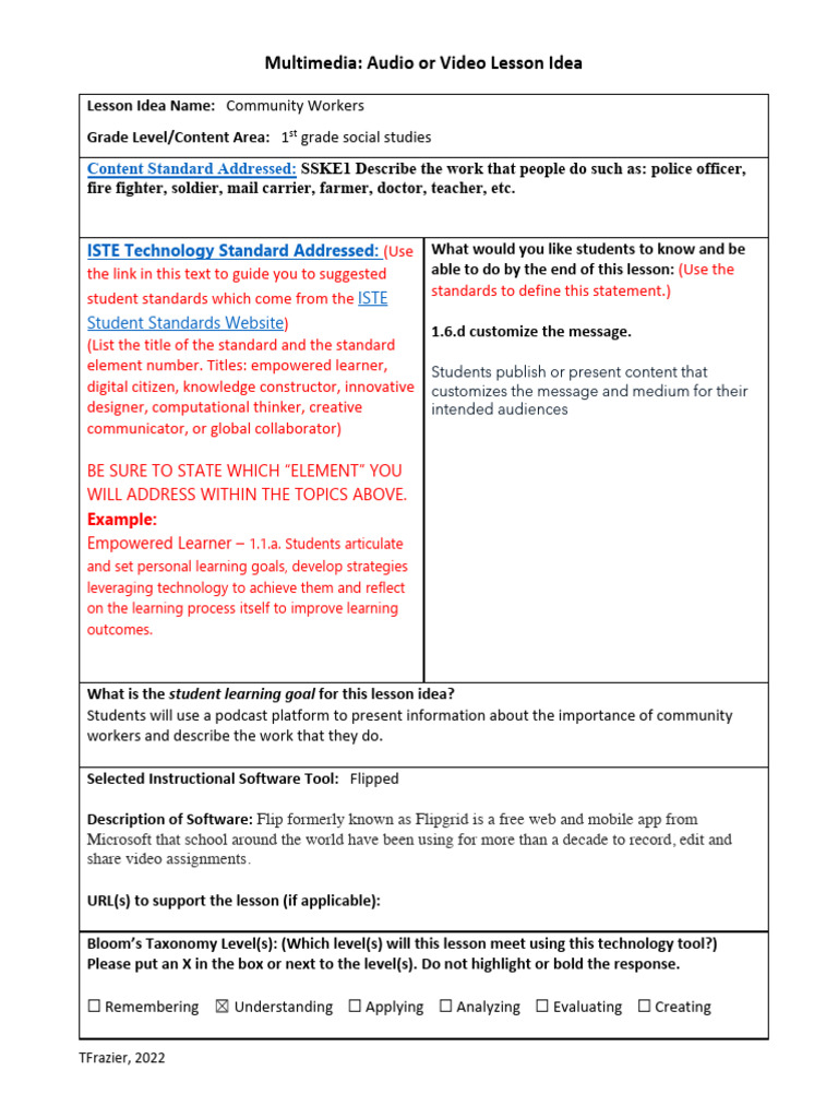 Multimedia Audio or Video Lesson Idea Template2022 | PDF | Multimedia ...