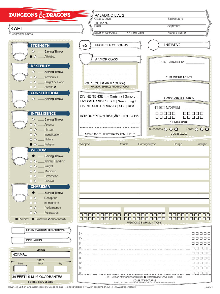 DD Character Sheet 5e Fillable | PDF | Role Playing Games | Role ...