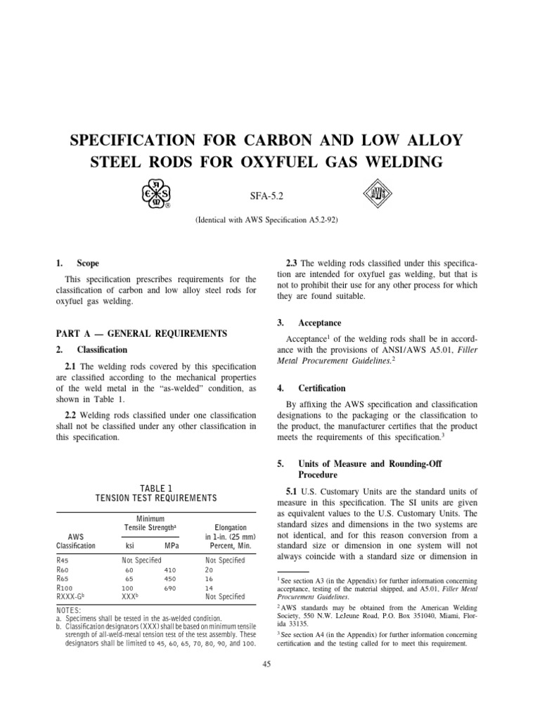 Aws A5.2-1992 | PDF | Welding | Construction