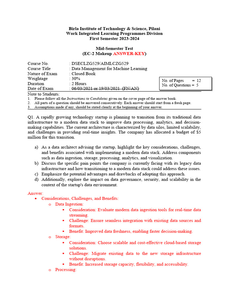 DSECLZG529-AIMLCZG529-Data Management For Machine Learning-Midsem - Makeup-AK | PDF | Data ...