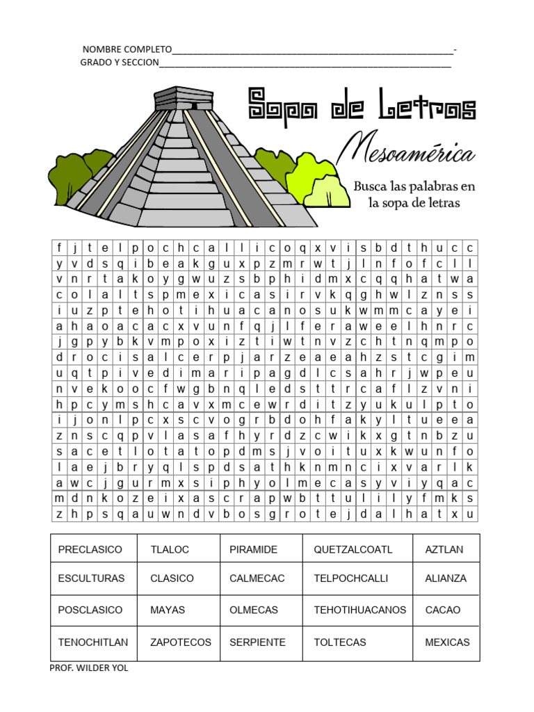 Sopa de Letras: Cultura Maya | PDF | Áreas culturales precolombinas ...