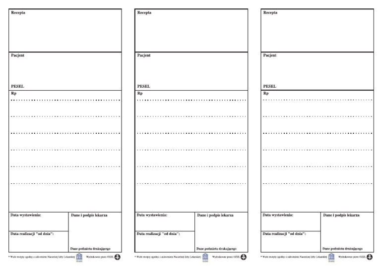 Wzor Recepty Gotowy Do Druku - A4 - 3x 1 | PDF