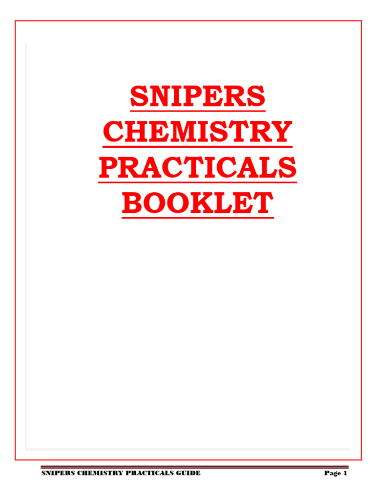 Snipers Chemistry Practicals Booklet | PDF | Precipitation (Chemistry) | Solubility