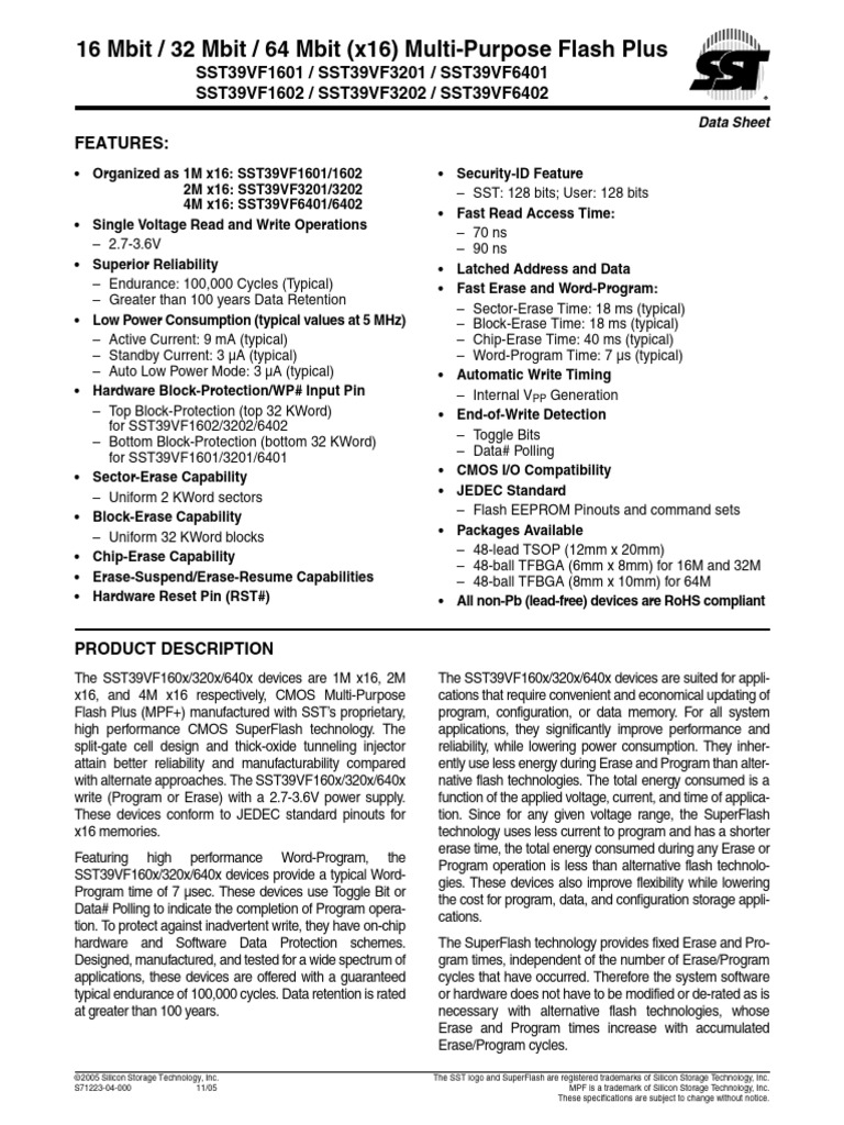 16/32/64 Mbit Multi-Purpose Flash Data Sheet | PDF | Flash Memory | Booting