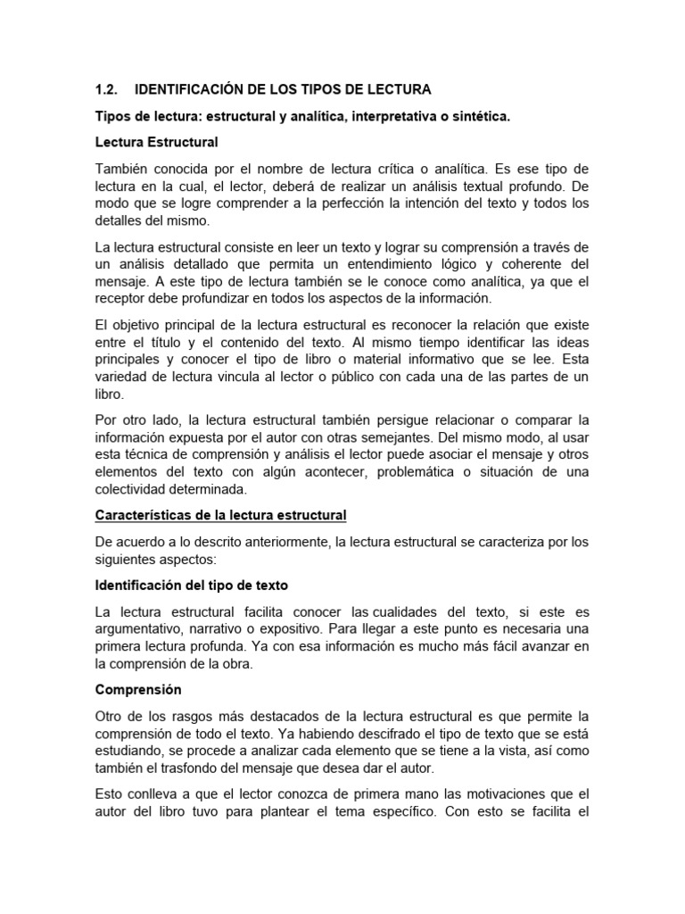 Tipos de Lecturas Estructural y Comprensiva | PDF | Autor | Caperucita Roja