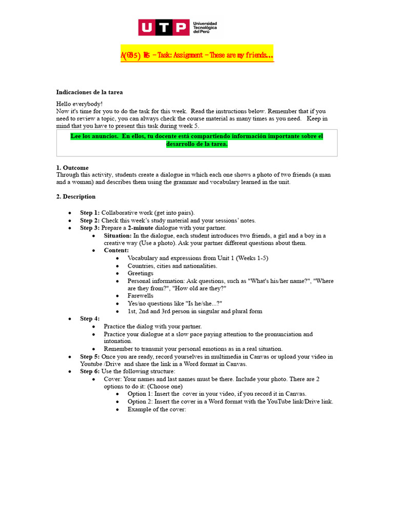 ? (AC-S05) Week 5 - Task Assignment - These Are My Friends... | PDF | You Tube | Linguistics