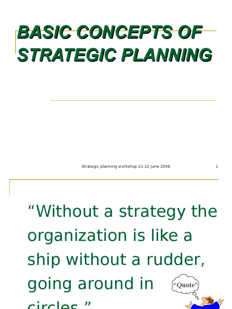 Basic Concepts of Strategic Planning | PDF | Strategic Planning ...