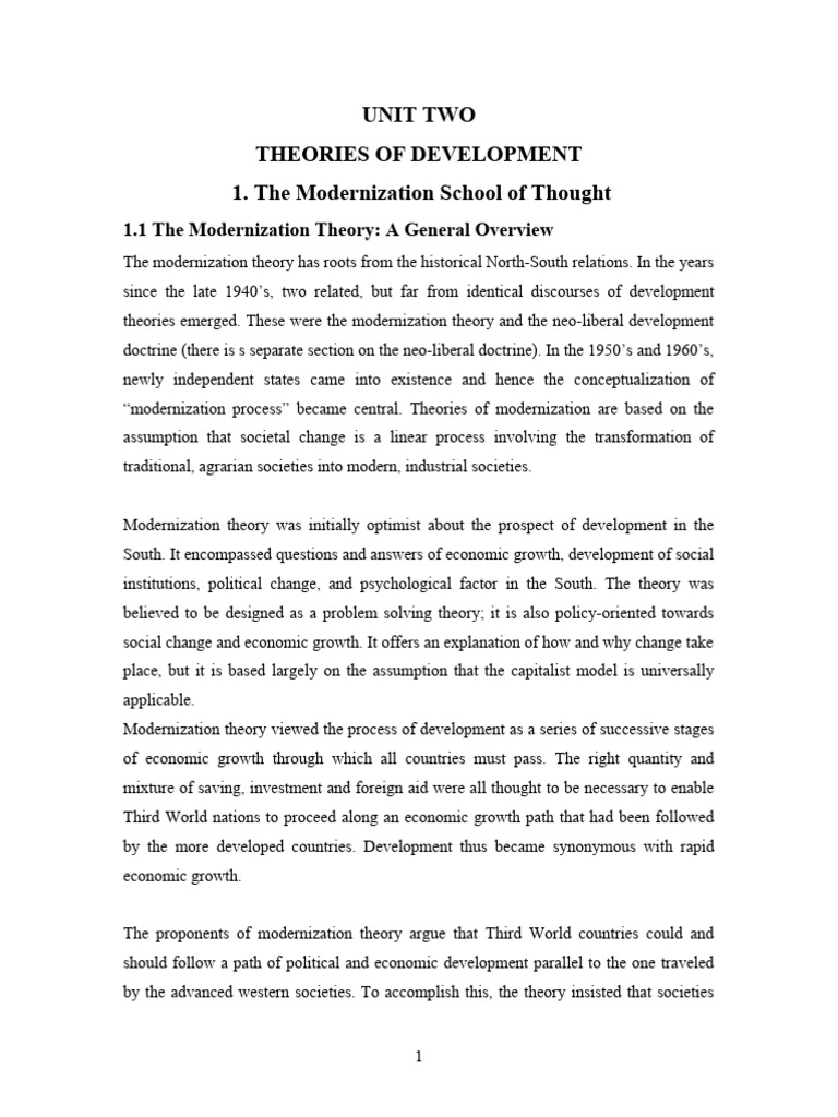 Handout Chapter Two Pdf Human Development Index Modernization Theory