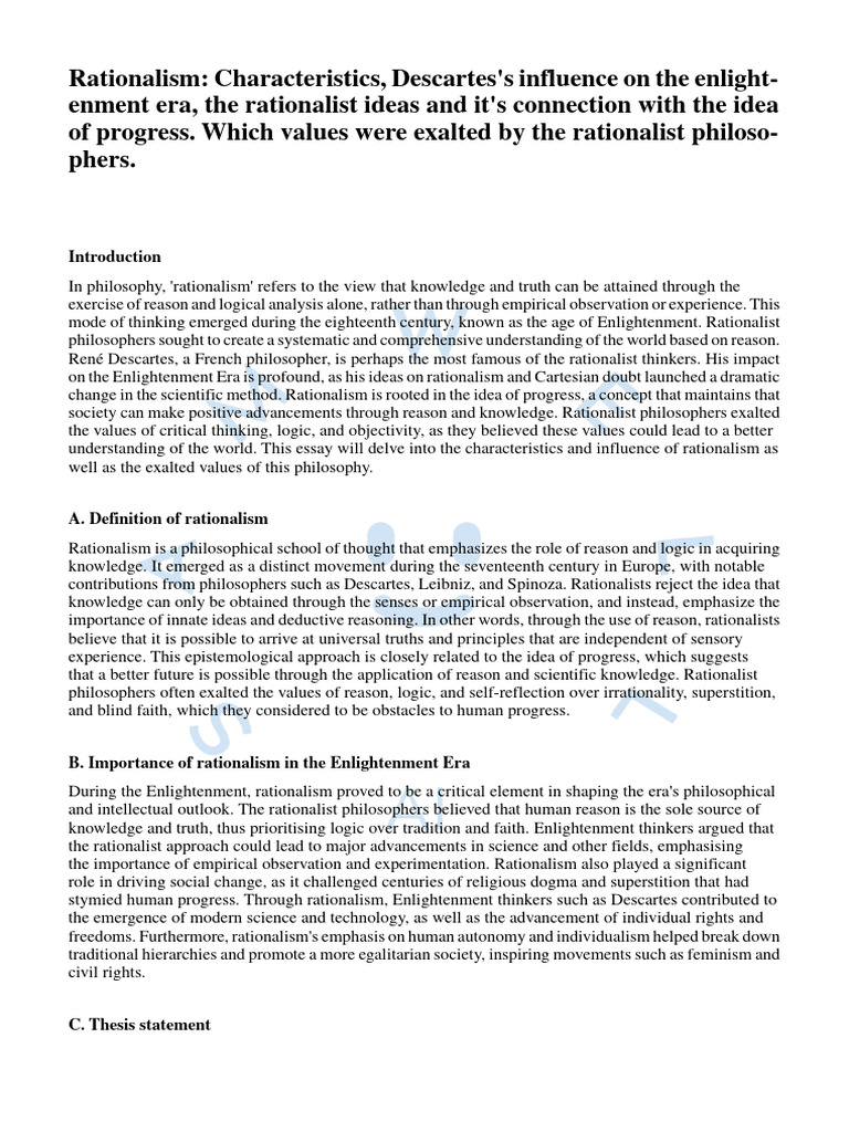 Rationalism_ Characteristics, Descartes's influence on the ...