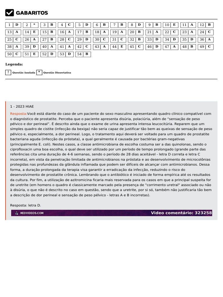 Gabarito Nefro 5 | PDF | Câncer | Infecção do trato urinário