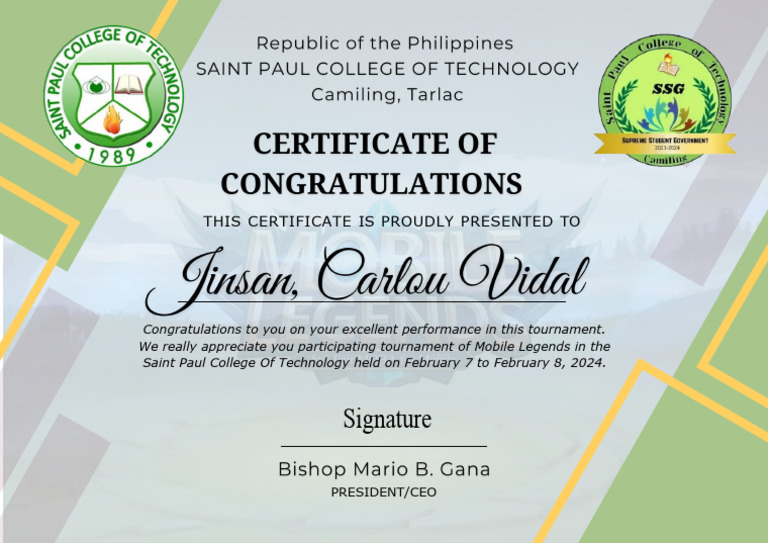 Certificate Mobile Legends | PDF