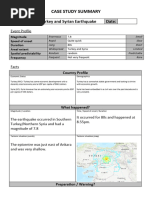 Turkish-Syrian Earthquake Case Study | PDF | Earthquakes | Seismology