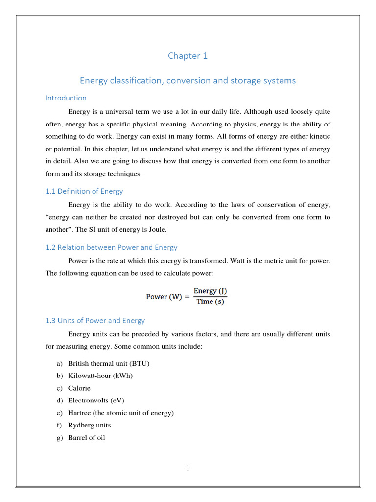 Chapter 1 - Handout | Download Free PDF | Energy Storage | Energy Development