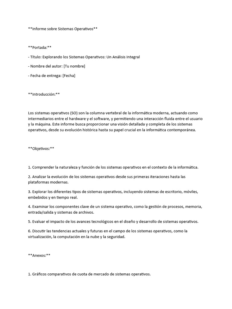 Informe Sobre Sistemas Operativos | PDF