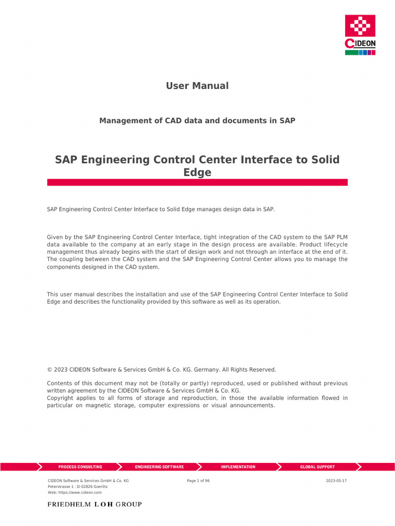 CIDEON ECTR Interface To SolidEdge User Manual | PDF | Graphical User Interfaces | Computer Science