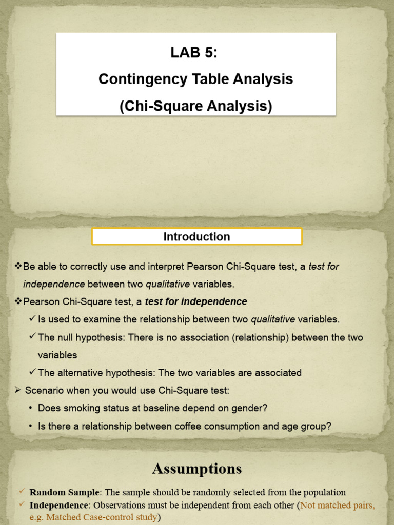 Lecture LAB5 Chi Square | Download Free PDF | Chi Squared Test ...