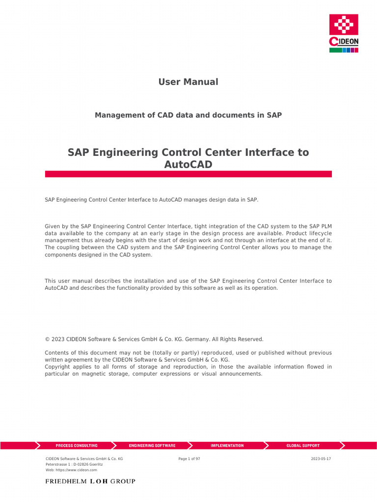 CIDEON ECTR Interface To AutoCAD User Manual | PDF | Installation (Computer Programs ...