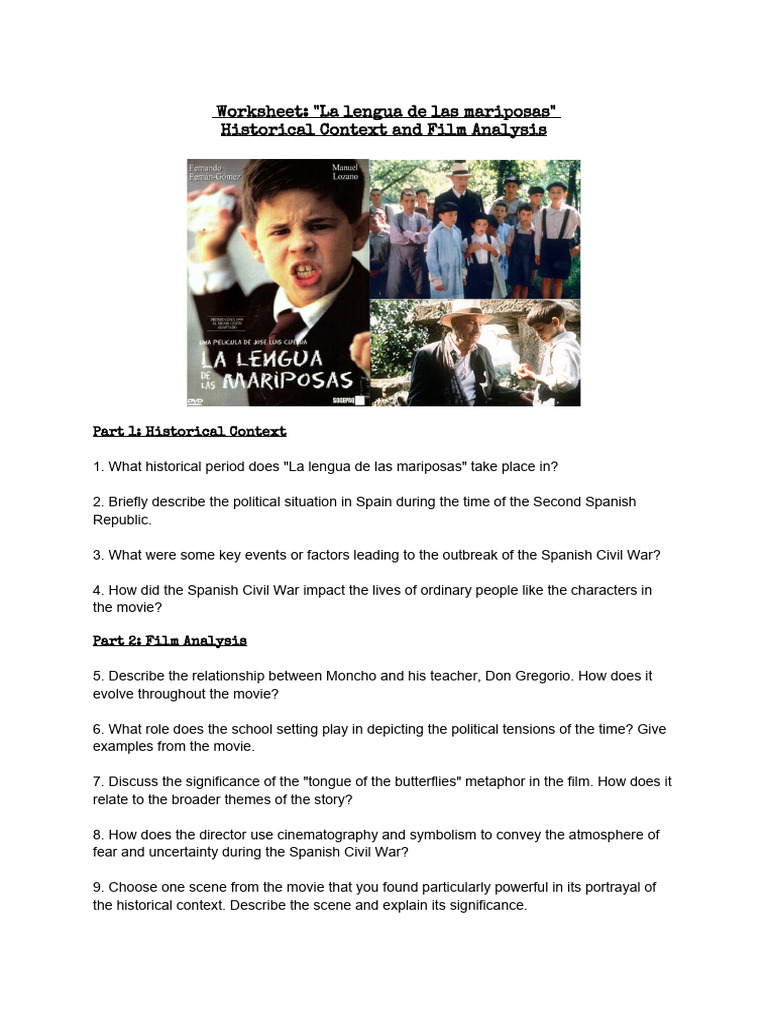 Lucia Enfedaque Seral - Worksheet - La Lengua de Las Mariposas | PDF