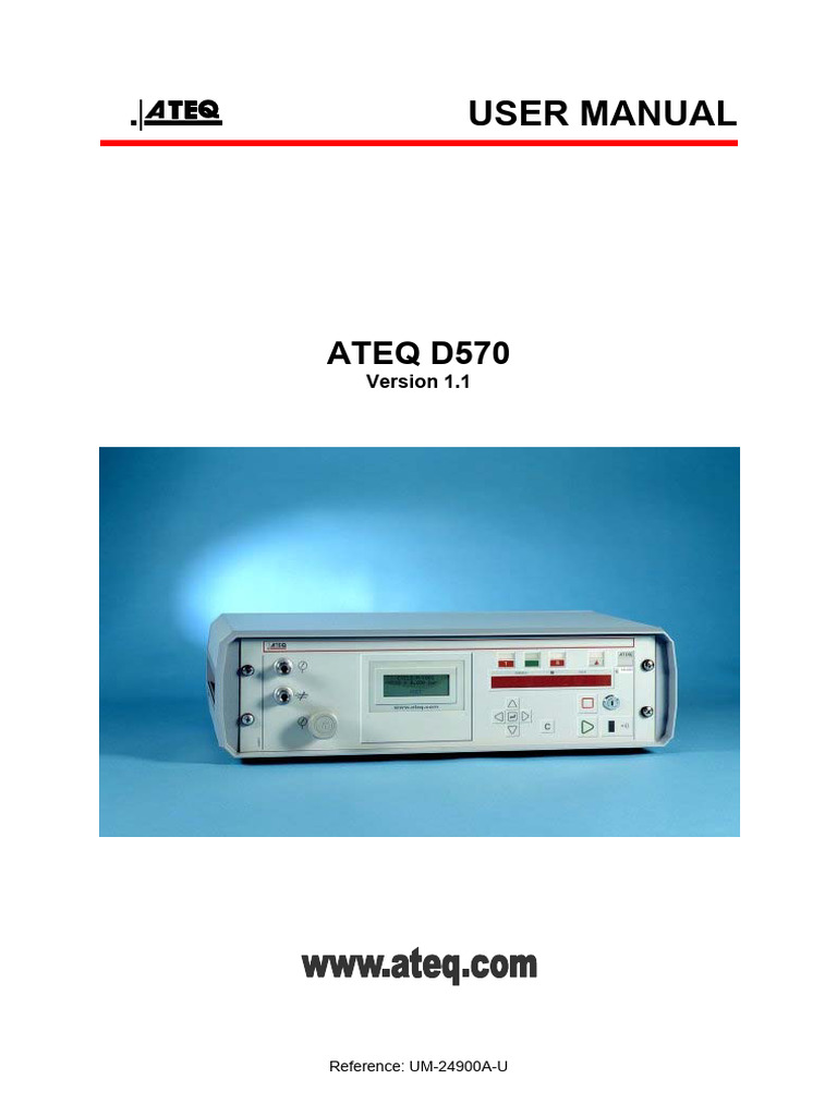 ATEQ D570 User Manual Overview | PDF | Menu (Computing) | Calibration