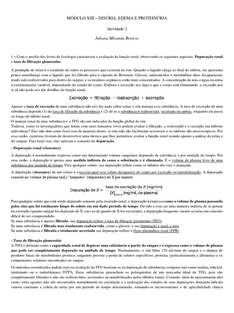 Atividade 2 | PDF | Rim