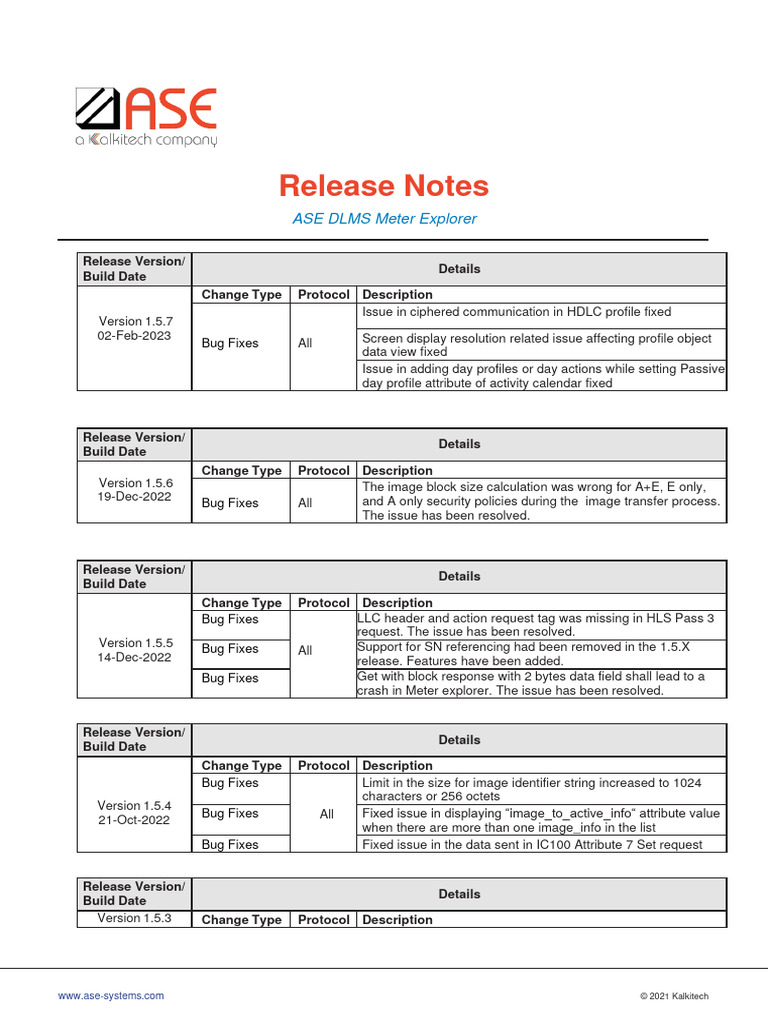ASEDLMS - Meter - Explorer - Setup - v1.5.7 - Release - Notes We | PDF ...