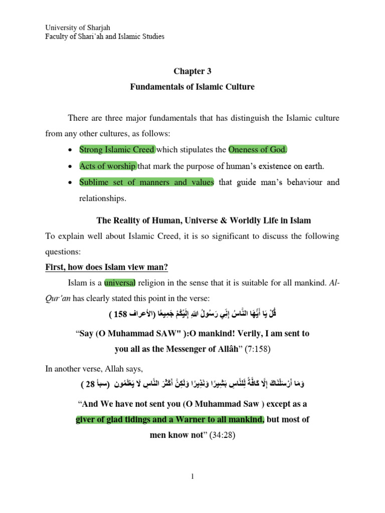 Islamic Culture - Chapter 3-Dr. Reda | PDF | Tawhid | Prophets And ...