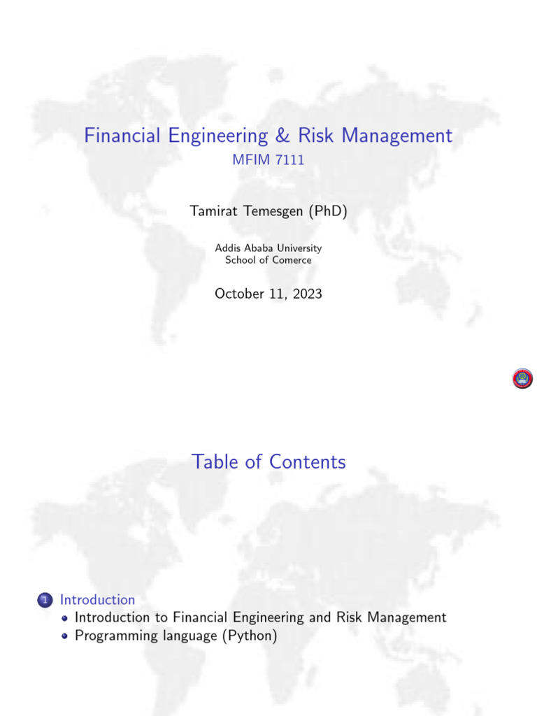Financial Engineering & Python Basics | PDF | Financial Risk | Risk ...