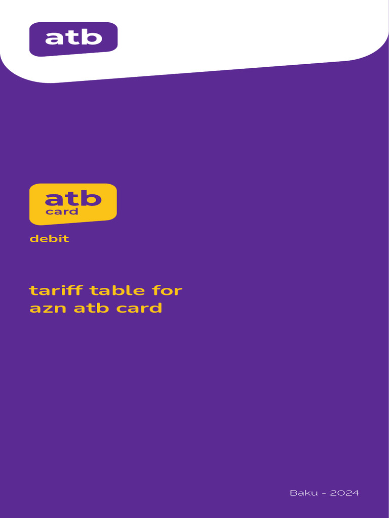 Atb Tarifler Atb - Card Debit Azn Mob Eng March2024 | PDF | Credit Card ...