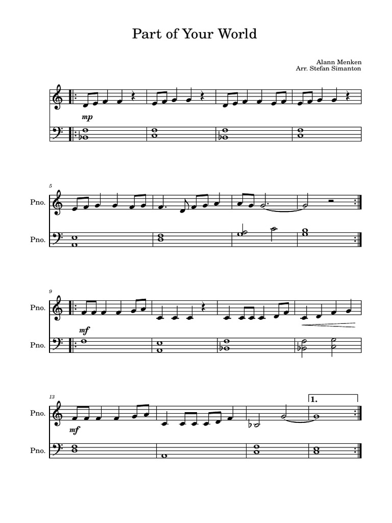 Part of Your World (Easy Piano) | PDF