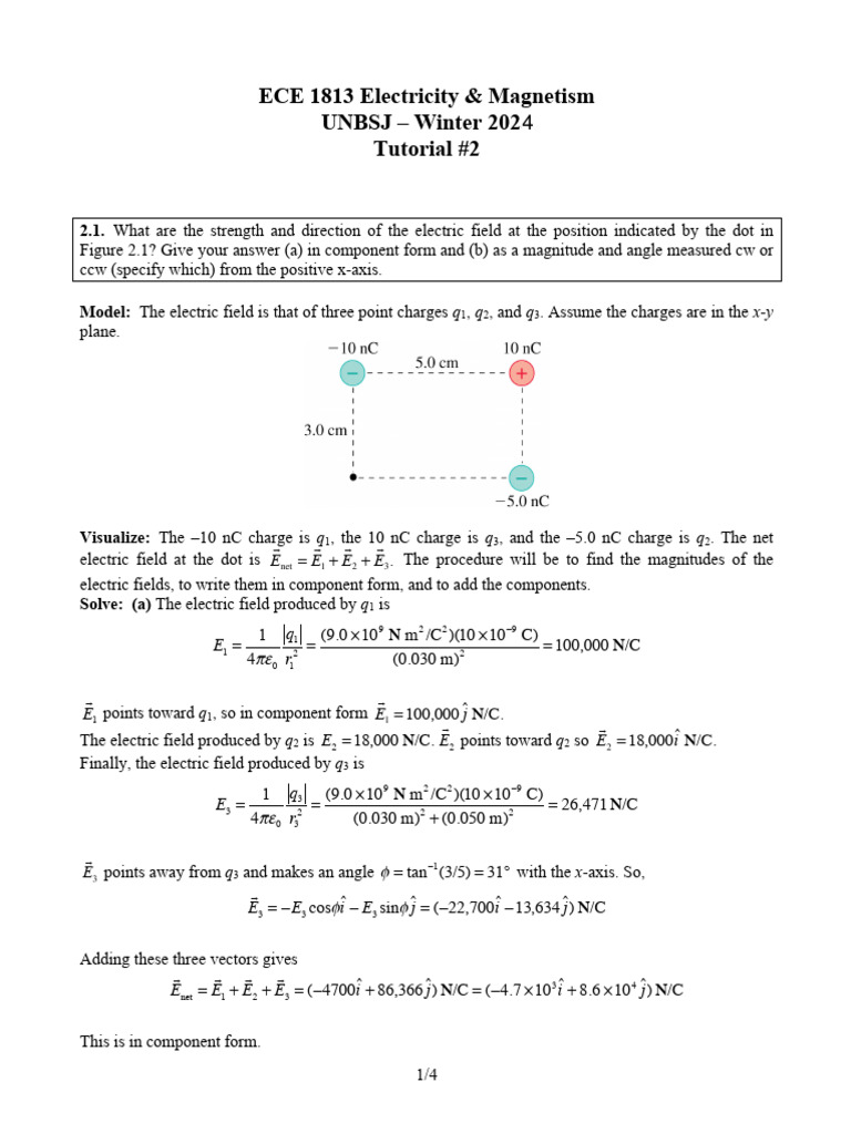 Tutorial 2 | PDF | Flux | Electric Field