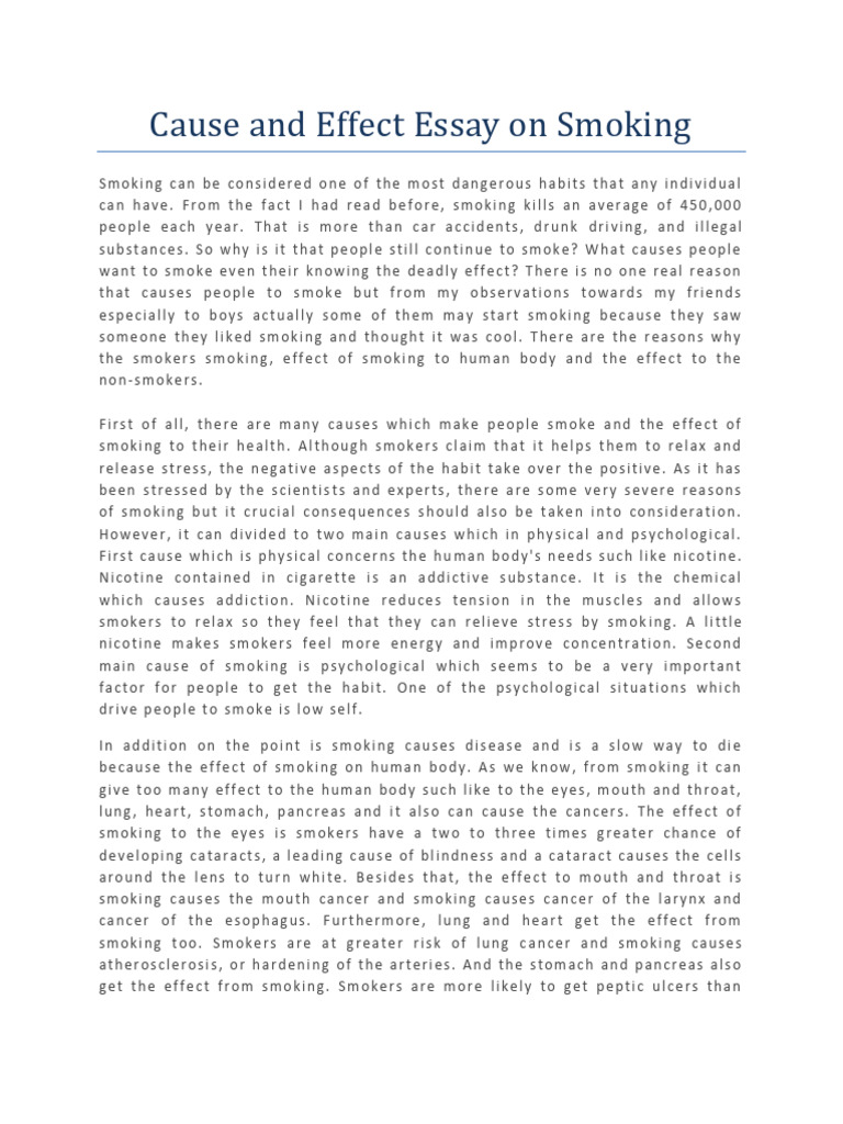 Cause and Effect Essay On Smoking | PDF