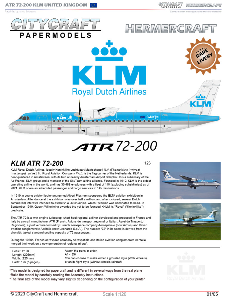 KLM - Atr 72-200 1 - 120 | PDF | Aircraft | Airlines