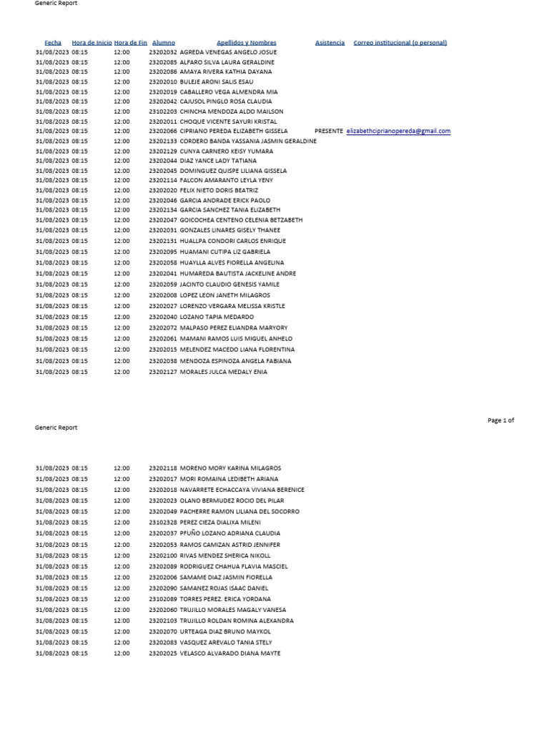 Asistencia 31 de Agosto ENFB | PDF
