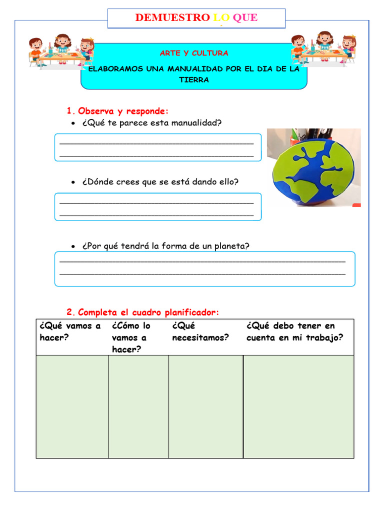 02. FICHA ARTE- MANUALIDAD DIA DE LA TIERRA (1) | PDF