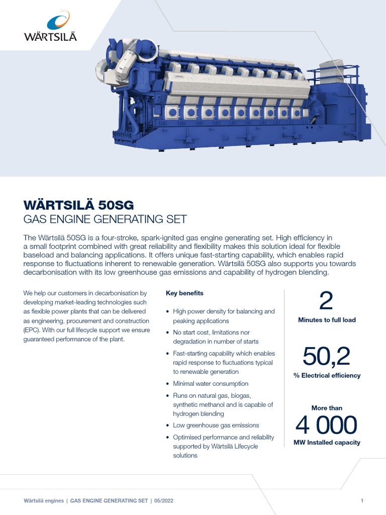 wartsila-50sg | PDF | Engines | Climate Change Mitigation