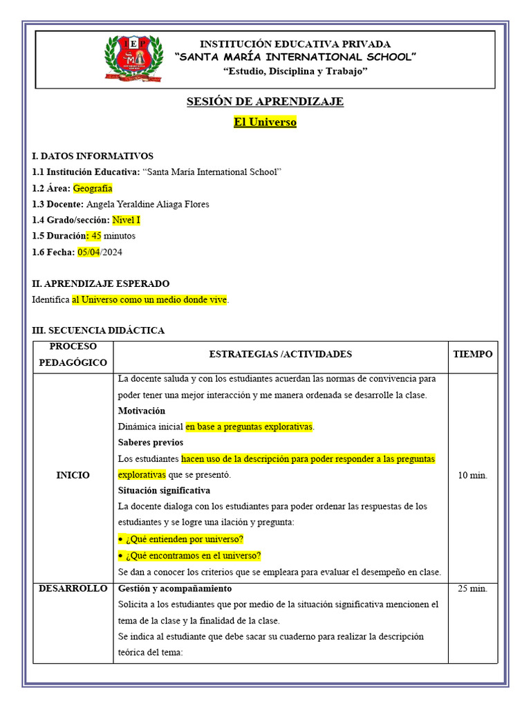Sesión modelo | PDF | Aprendizaje | Modificación de comportamiento