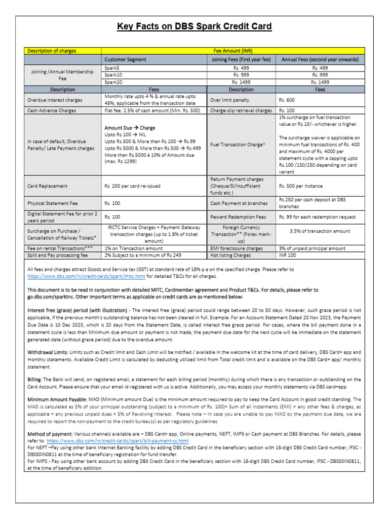 Key Fact Document | PDF | Credit Card | Fee