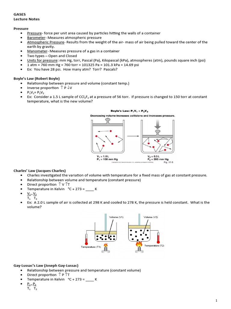 Gas-Law-Lecture-Notes | PDF | Gases | Pressure