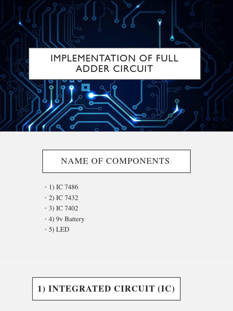 Implementation of Full Adder Circuit | PDF | Electronic Circuits | Integrated Circuit