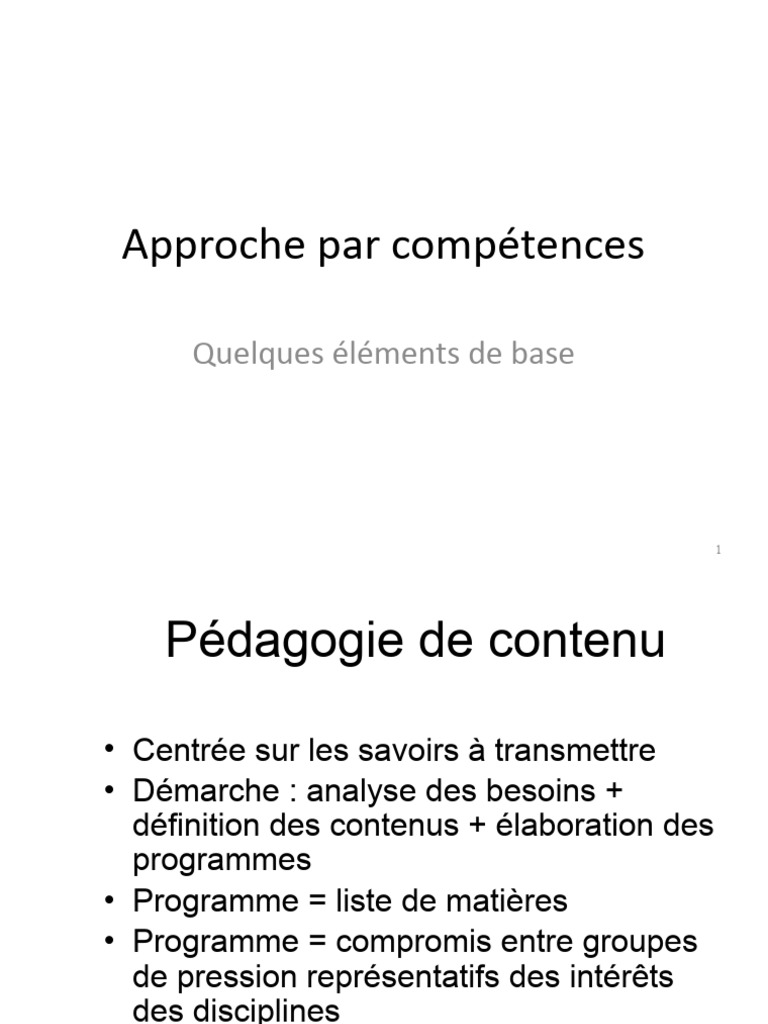 Approche Par Compã© Tences 1 | PDF | Compétence (Ressources humaines) | Pédagogie
