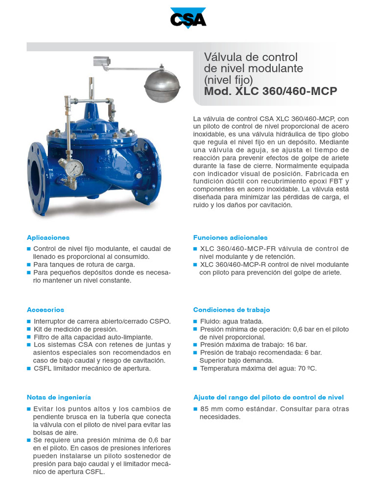XLC 360-460 MCP Valvula de Nivel Proporcional 8.2017 | PDF | Filtración ...