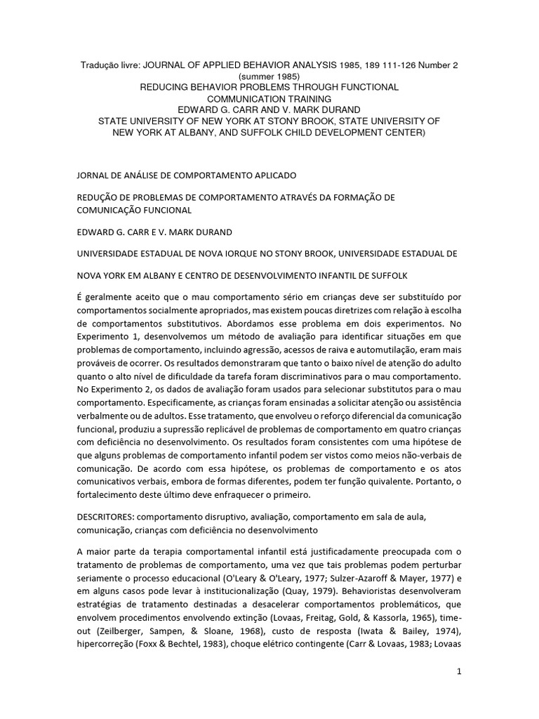 Redução Prob de Comp Por Com Funcional | PDF | Comportamento | Atenção