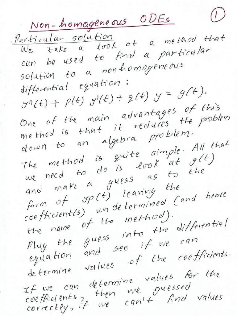 Lecturenotes Non Homogeneous Odes Pdf