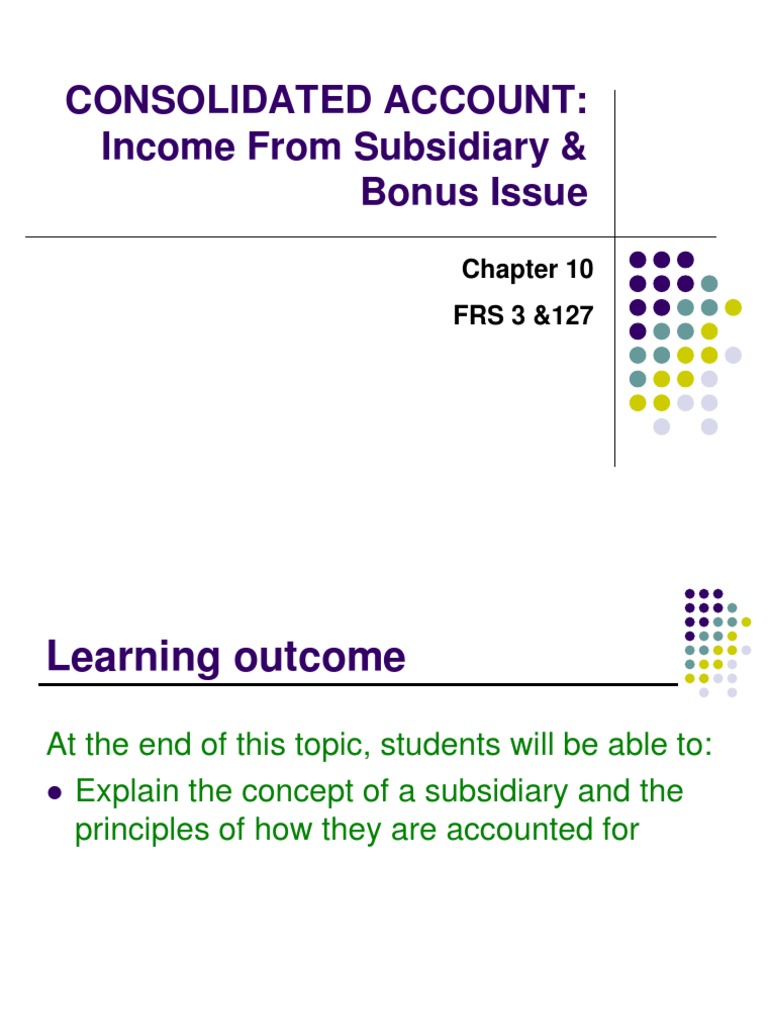 Income From Subsidiary | PDF | Dividend | Income Statement