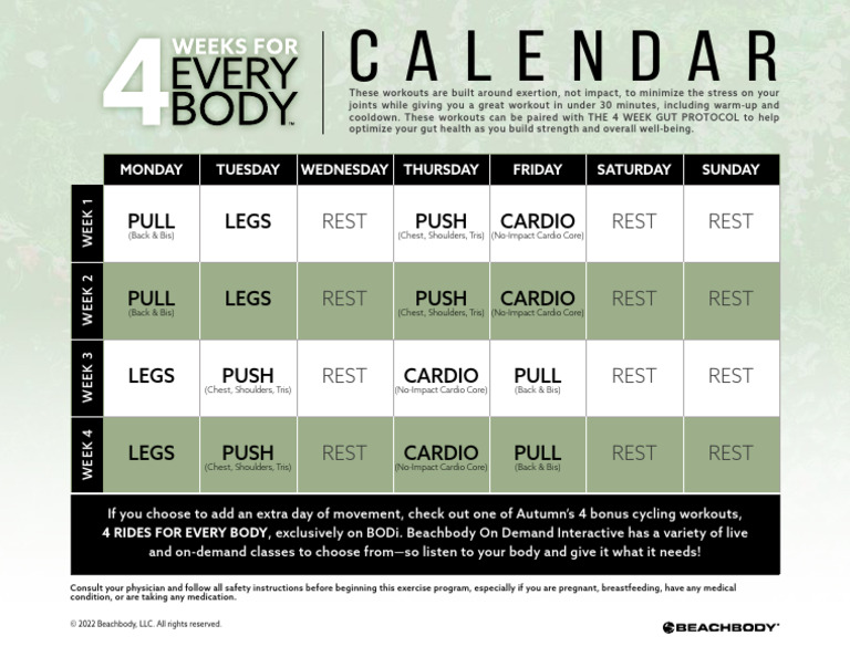 Workout Calendar | PDF | Aerobic Exercise | Determinants Of Health
